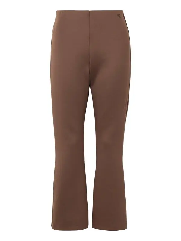 THE PARK Sarah Embroidered Pyratex® Recycled-jersey Slim Pants - Chocolate