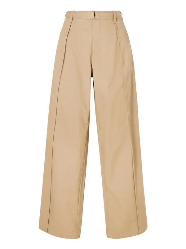Co Belted Cotton And Linen-blend Wide-leg Pants - Brown