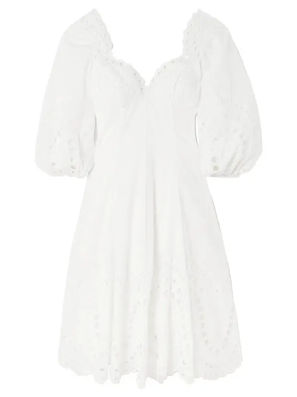 Charo Ruiz Ibiza Corbin Broderie Anglaise Cotton-blend Midi Dress - White