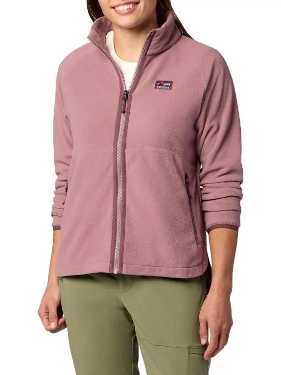 MARMOT Upward Front Zip Fleece Jacket - Light Mauve