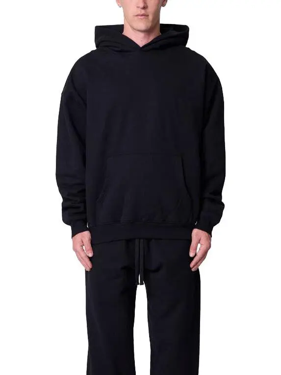 Mnml Heavy Basic Cotton Hoodie - Black