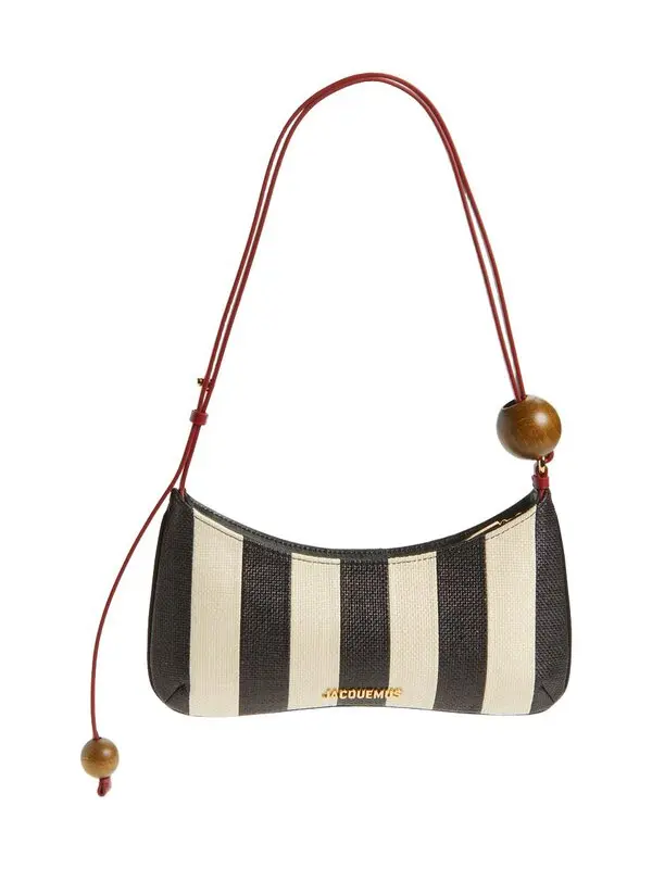 Jacquemus Le Bisou Perle Stripe Raffia Shoulder Bag - Natural/black 1fy