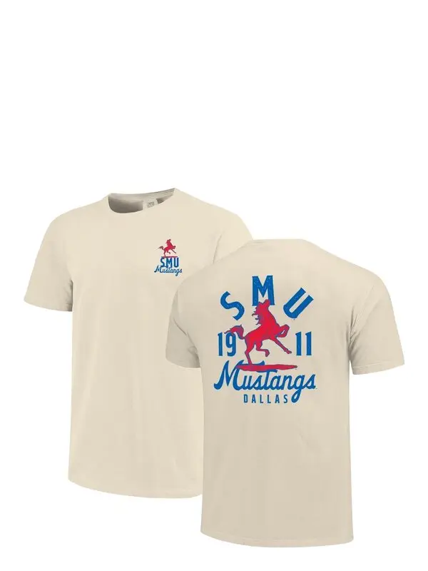 IMAGE ONE Smu Mustangs Comfort Colors Mascot Overlay T-shirt - Cream