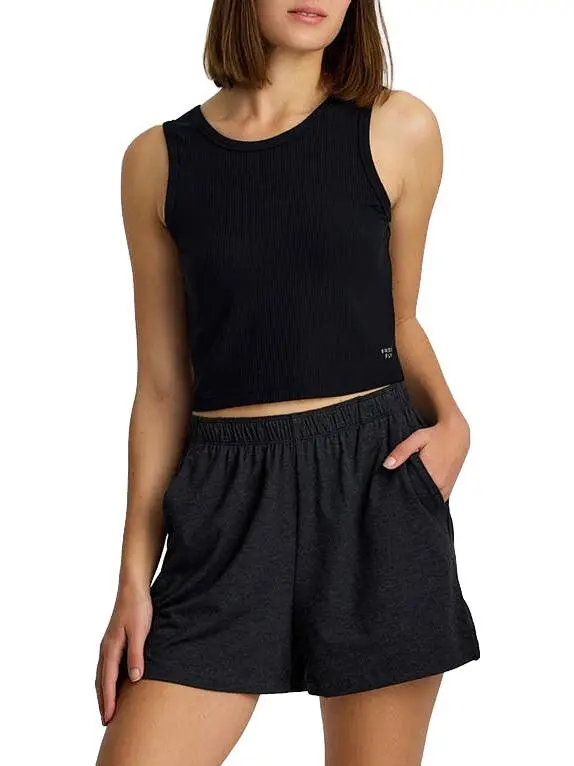 FREE FLY Rib Crop Tank - Black