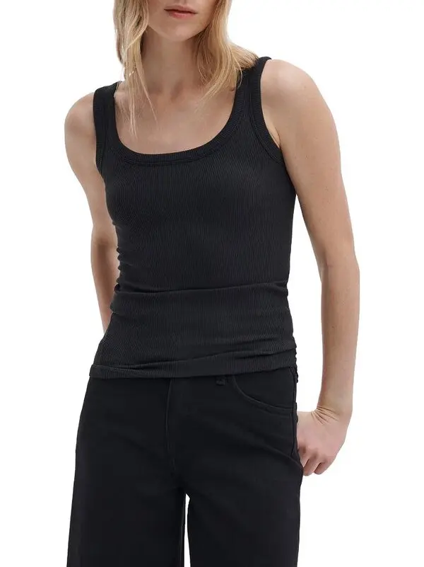 Rag & Bone The Essential Rib U-neck Tank - Black