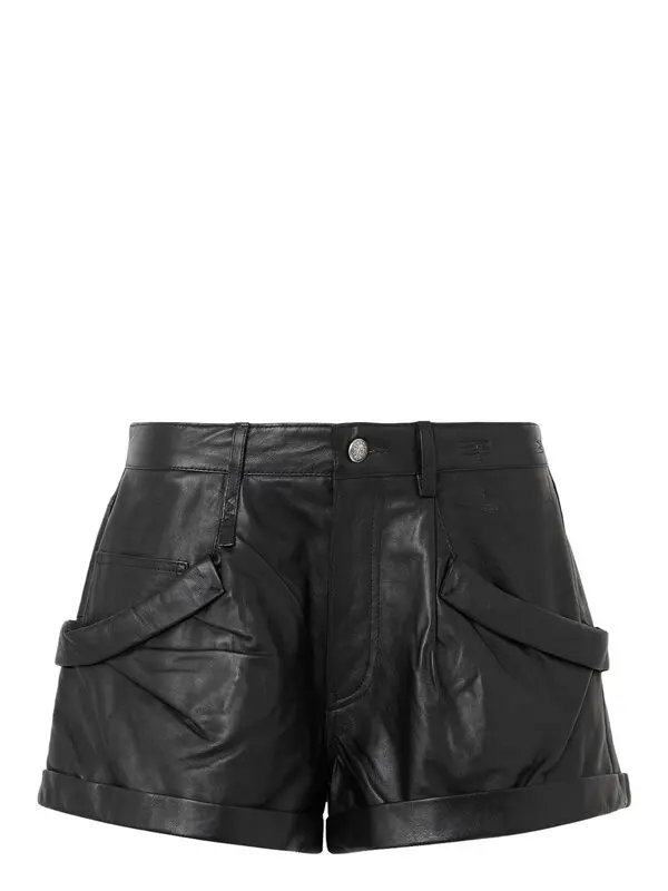 R13 Gathered Leather Shorts - Black
