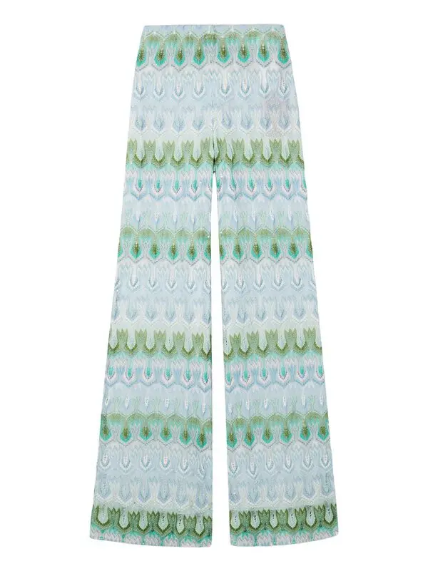 Missoni Metallic Crochet-knit Wide Leg Pants - Blue