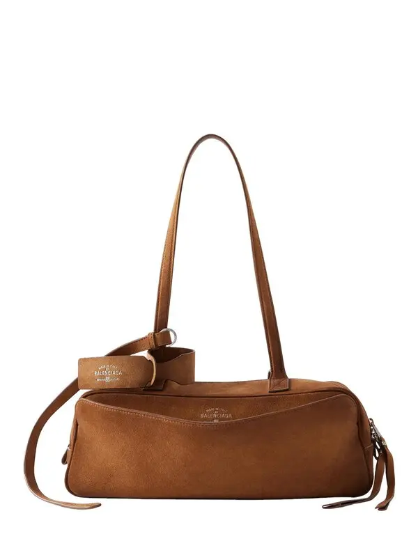 Balenciaga Carrie Small Suede Shoulder Bag - Brown