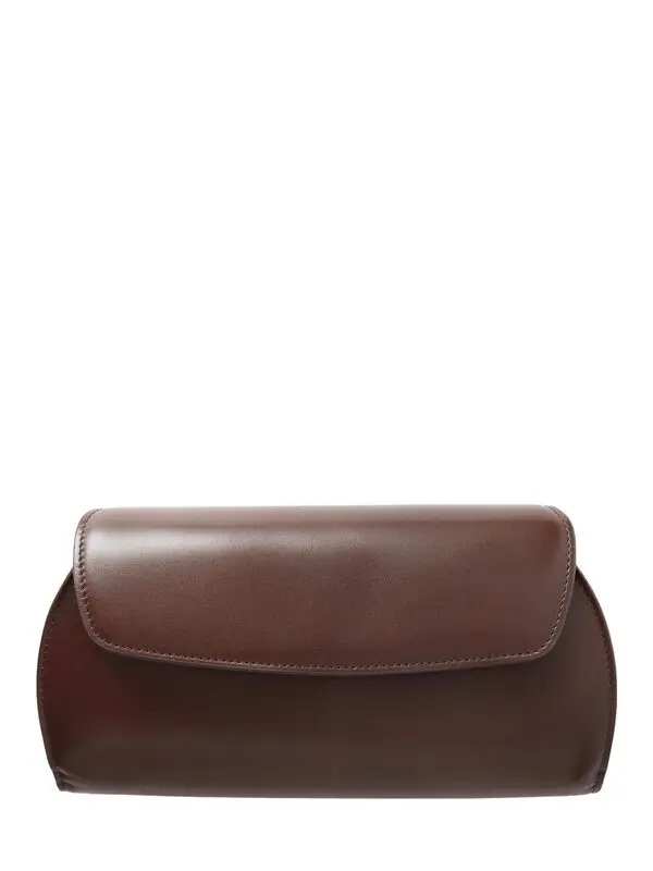 THE ROW Curved Leather Clutch - Brown