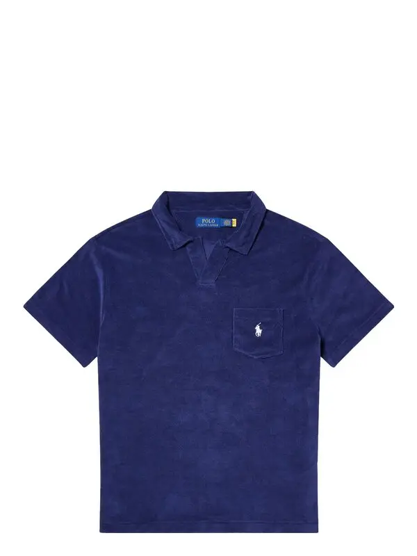 Polo Ralph Lauren Logo-embroidered Cotton-blend Terry Polo Shirt - Blue