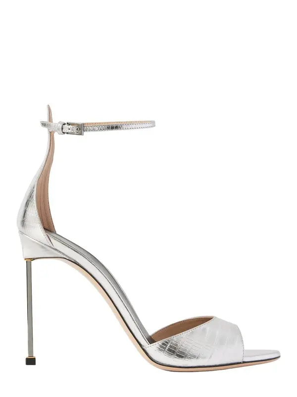 TOM FORD Metallic Lizard-effect Leather Sandals - Silver