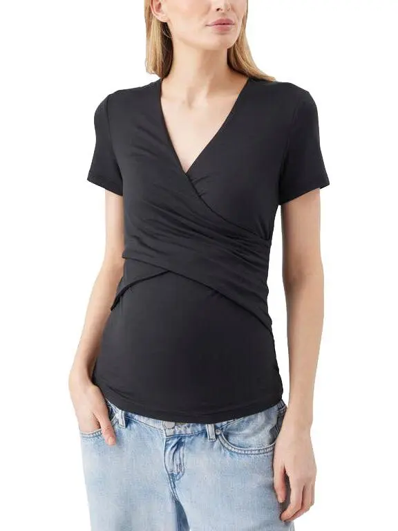 RIPE MATERNITY Luxe Knit Embrace Nursing Tee - Black