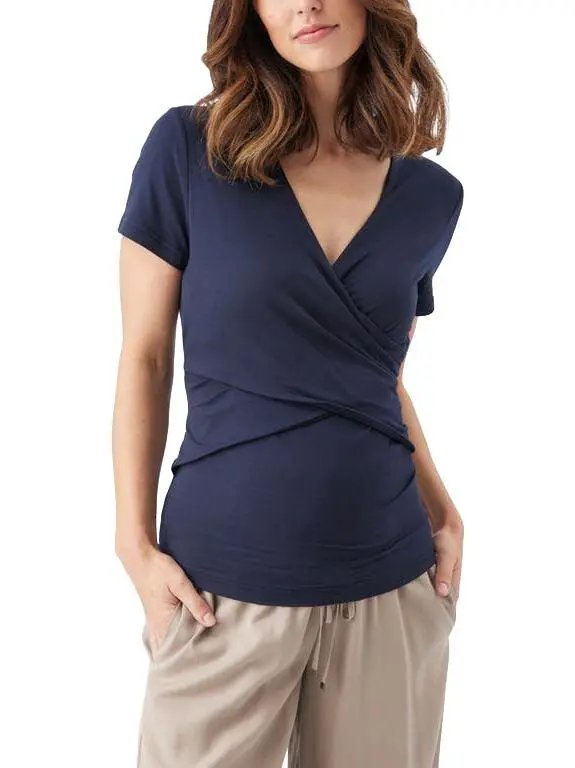 RIPE MATERNITY Luxe Knit Embrace Nursing Tee - Navy