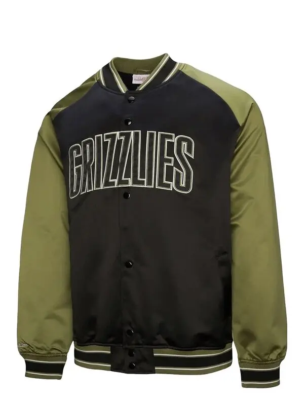Mitchell & Ness Memphis Grizzlies Clutch Satin Raglan Jacket - Olive