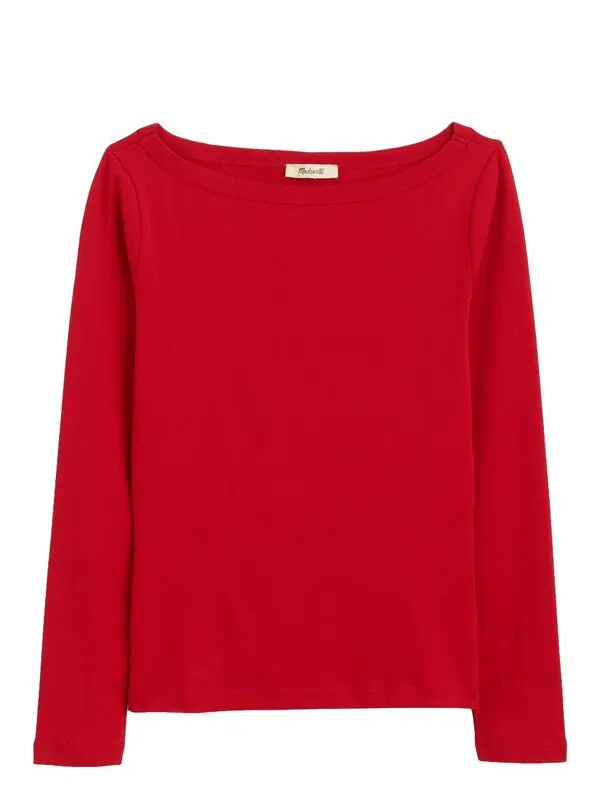Madewell 90s Compact Cotton Boatneck T-shirt - Cherry