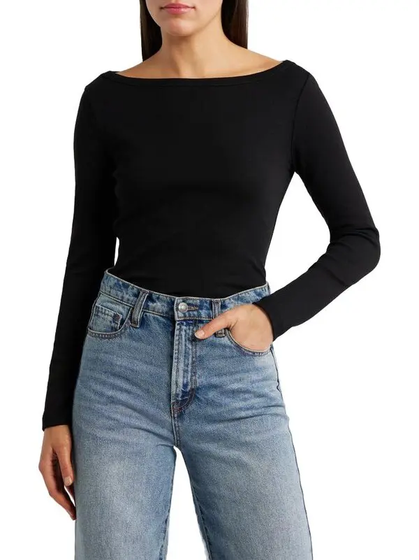 Madewell 90s Compact Cotton Boatneck T-shirt - Jet Black