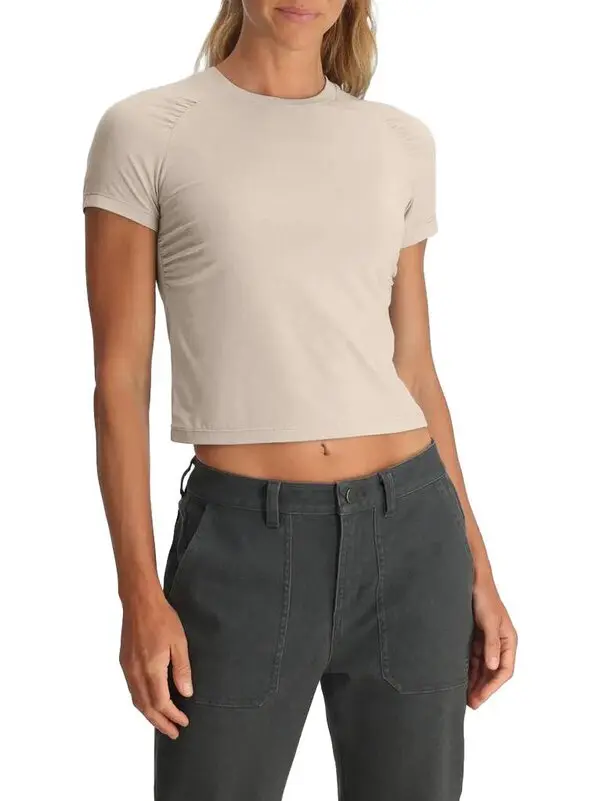 FREE FLY Elevate Lightweight Crop T-shirt - Heather Birch