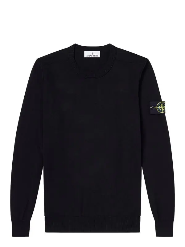 Stone Island Logo-appliquéd Cotton Sweater - Black
