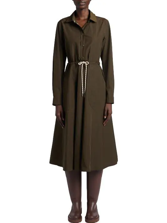 Moncler Long Sleeve Poplin Shirt Dress - Green
