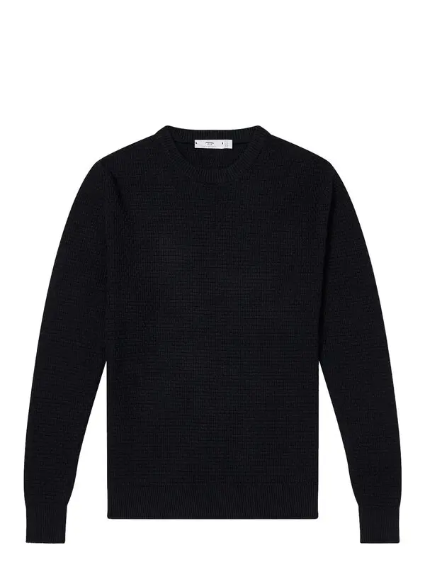 Inis Meáin Caoladóir Basketweave Cotton And Cashmere-blend Sweater - Black