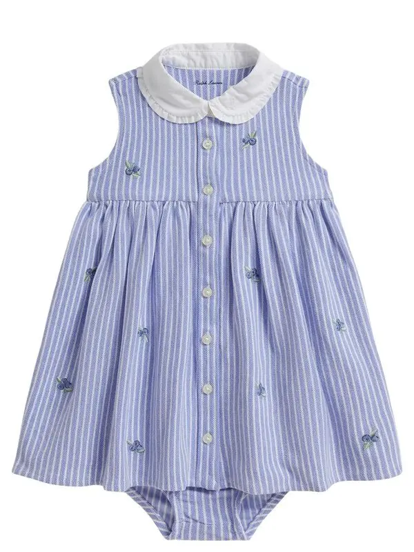 Ralph Lauren Cotton Oxford Dress & Bloomers Set - Hrbr Blue