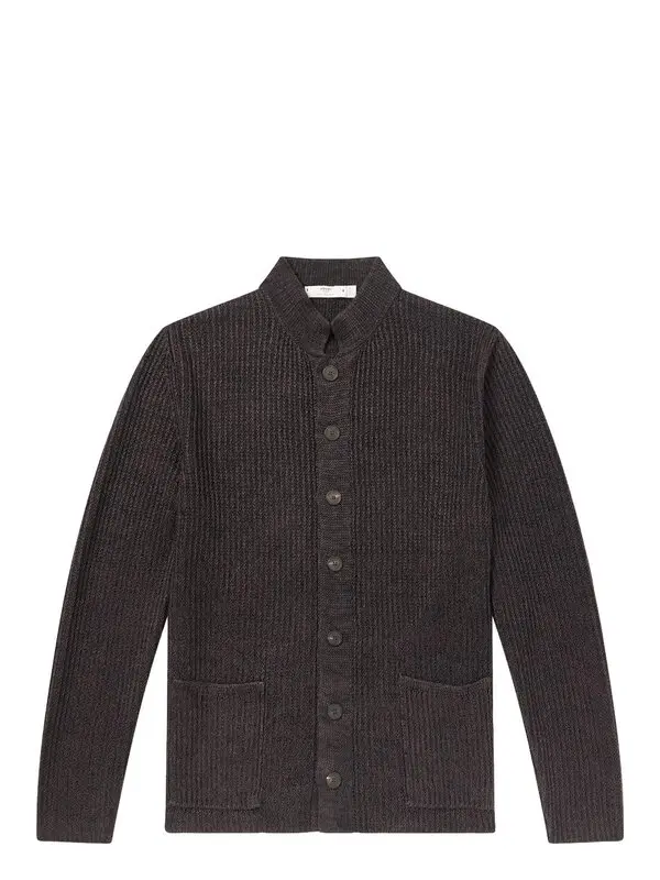 Inis Meáin Ribbed Linen Cardigan - Brown