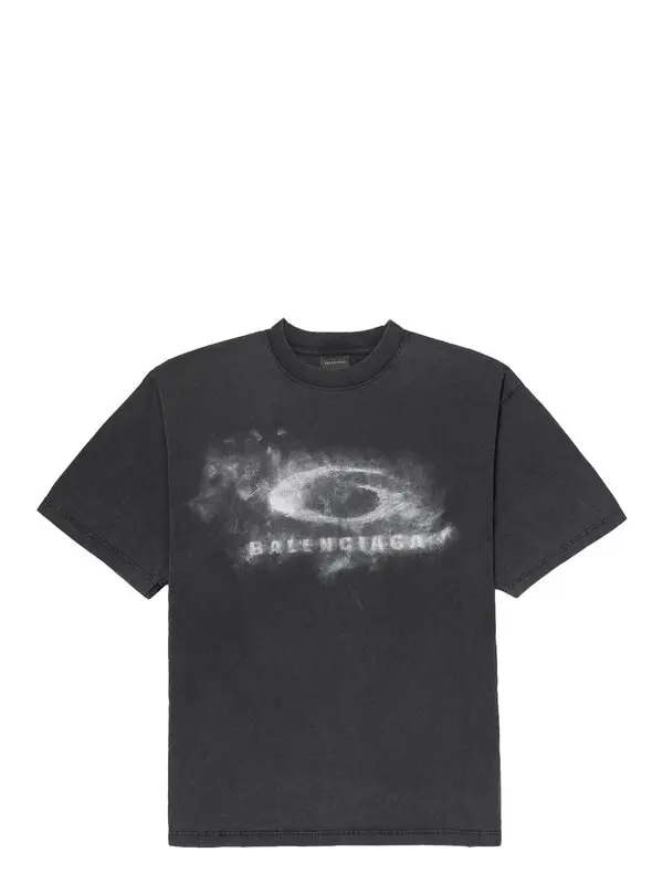 Balenciaga Distressed Logo-print Cotton-jersey T-shirt - Black