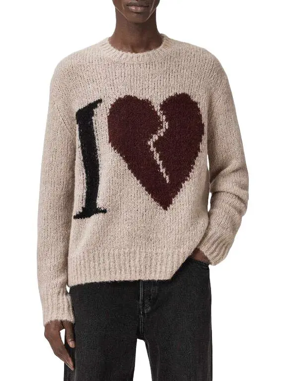 ALLSAINTS Lover Intarsia Sweater - Pebble Brown