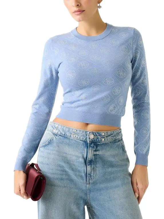 Guess Rhinestone Embellished Sweater - Light Blue