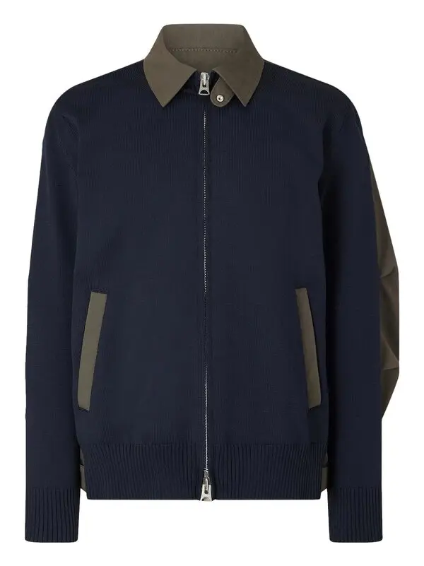 Sacai Knitted And Shell Jacket - Blue