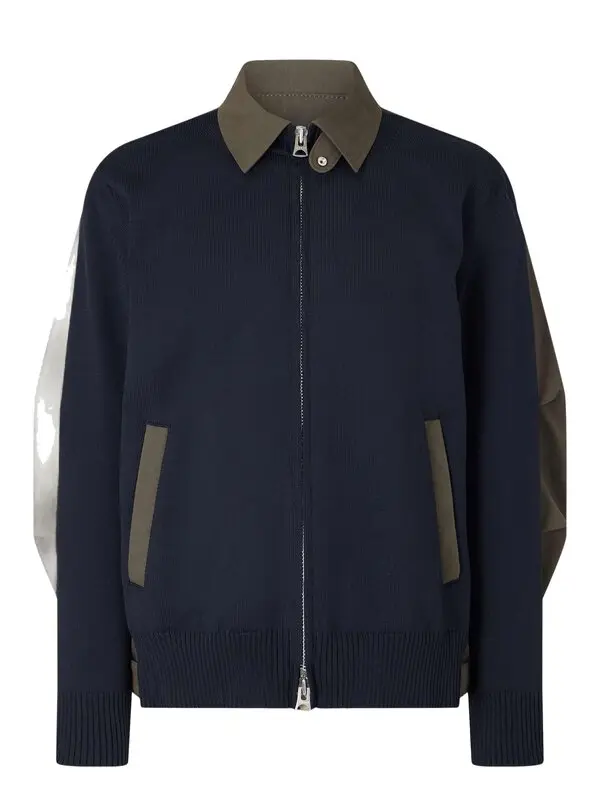 Sacai Knitted And Shell Jacket - Navy