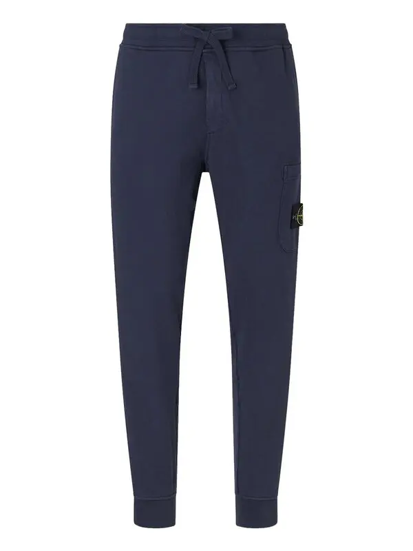 Stone Island Tapered Logo Organic Cotton-jersey Sweatpants - Blue