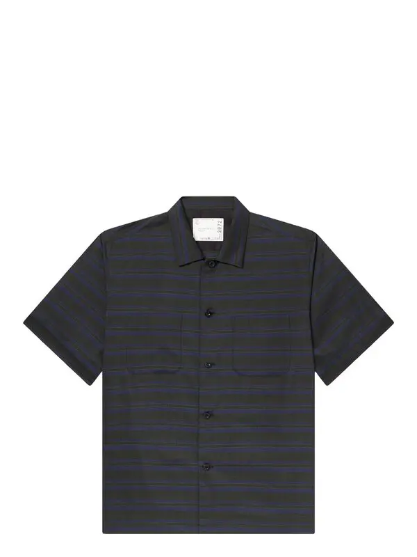 Sacai Striped Satin Shirt - Black