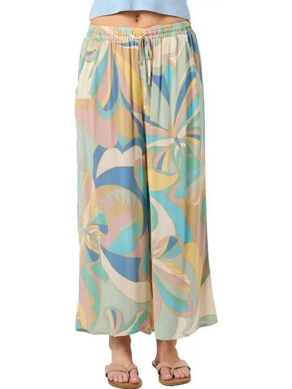 O'Neill Printed Wide Leg Ankle Pants - Desert Sage