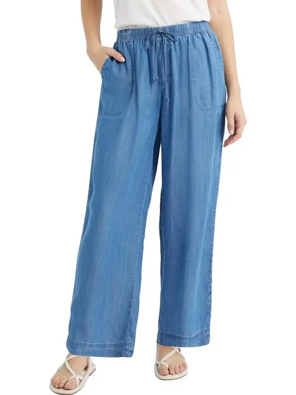 BEACHLUNCHLOUNGE Inaya Chambray Ankle Pants - Blue Wash