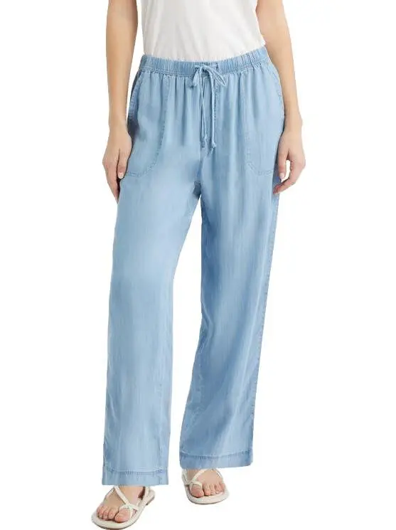BEACHLUNCHLOUNGE Isabeli Chambray Drawstring Pants - Light Wash