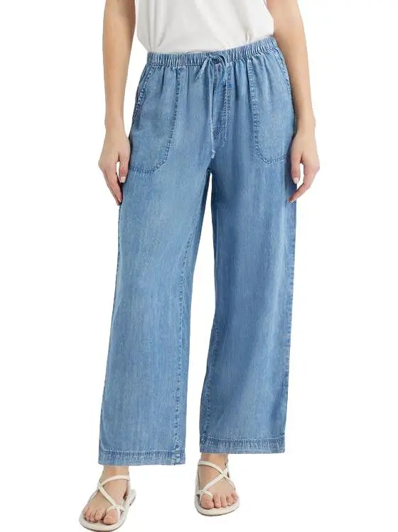BEACHLUNCHLOUNGE Asthin Chambray Drawstring Pants - Medium Wash