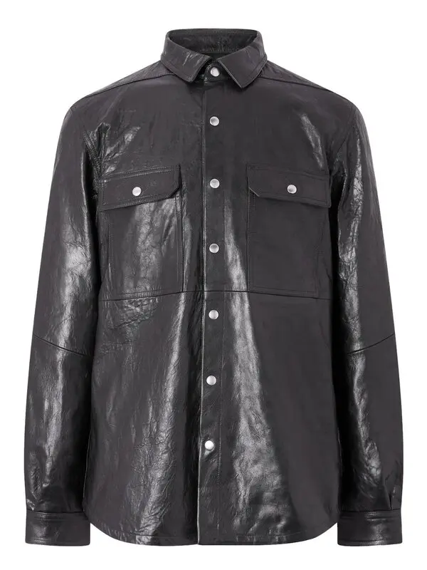Rick Owens Textured Leather Overshirt - Black