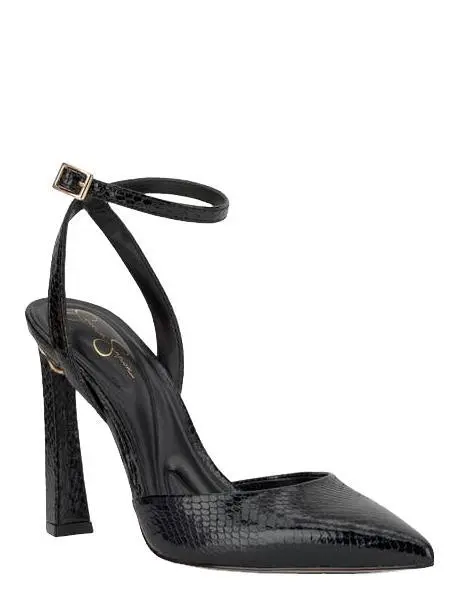 Jessica Simpson Ocanna Ankle Strap Pointed Toe Pumps - Black