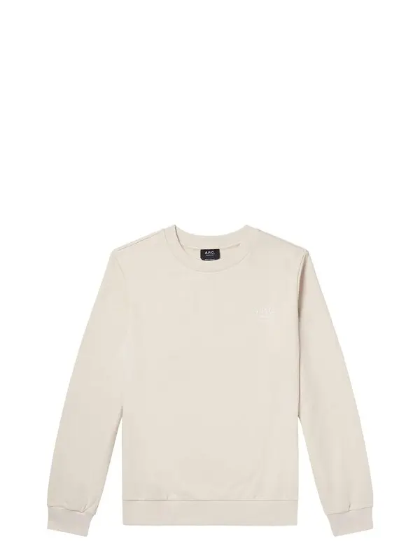 A.p.c. Logo-embroidered Cotton-blend Jersey Sweatshirt - Ecru