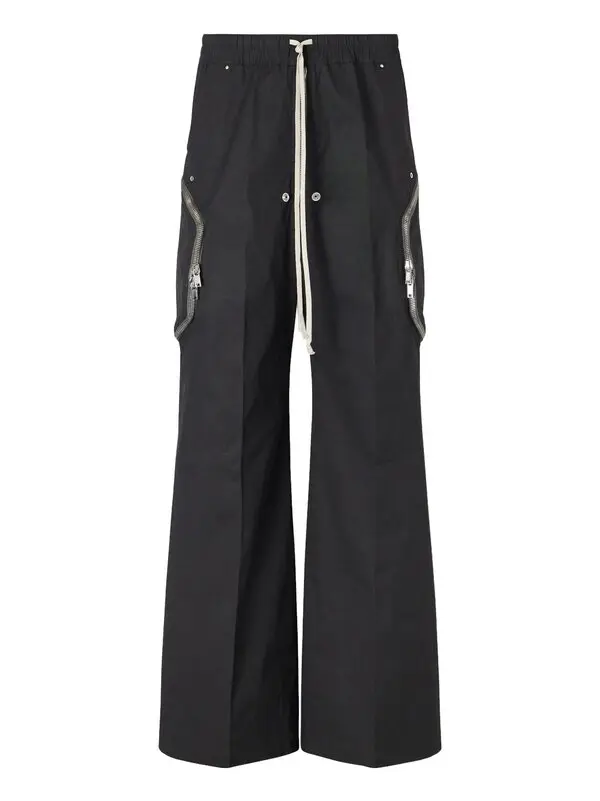 Rick Owens Heizer Belas Wide-leg Cotton-blend Cargo Trousers - Black