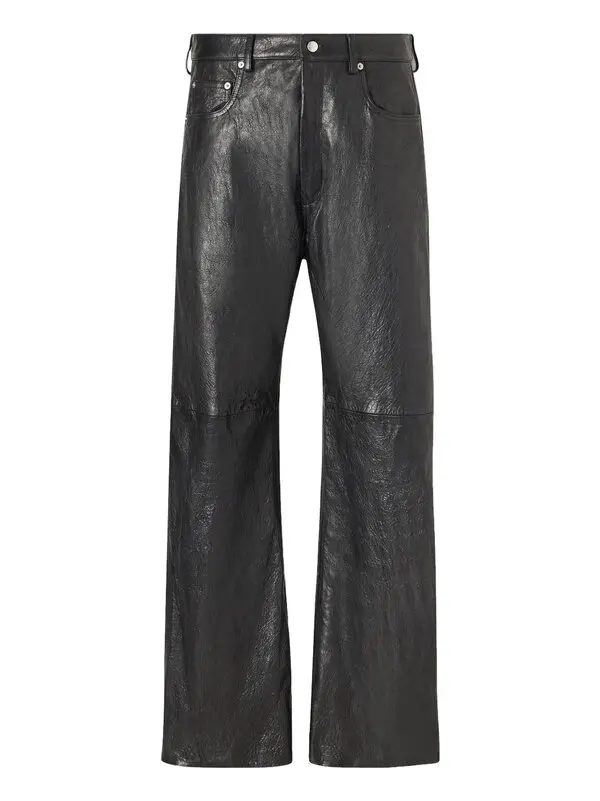 Rick Owens Geth Wide-leg Full-grain Leather Trousers - Black