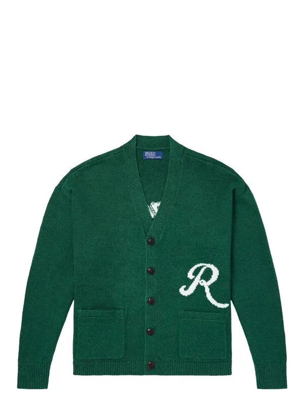 Polo Ralph Lauren Logo-intarsia Linen And Cotton-blend Cardigan - Green