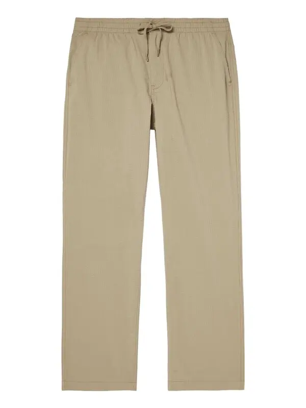 Polo Ralph Lauren Straight-leg Cotton-blend Seersucker Drawstring Trousers - Beige