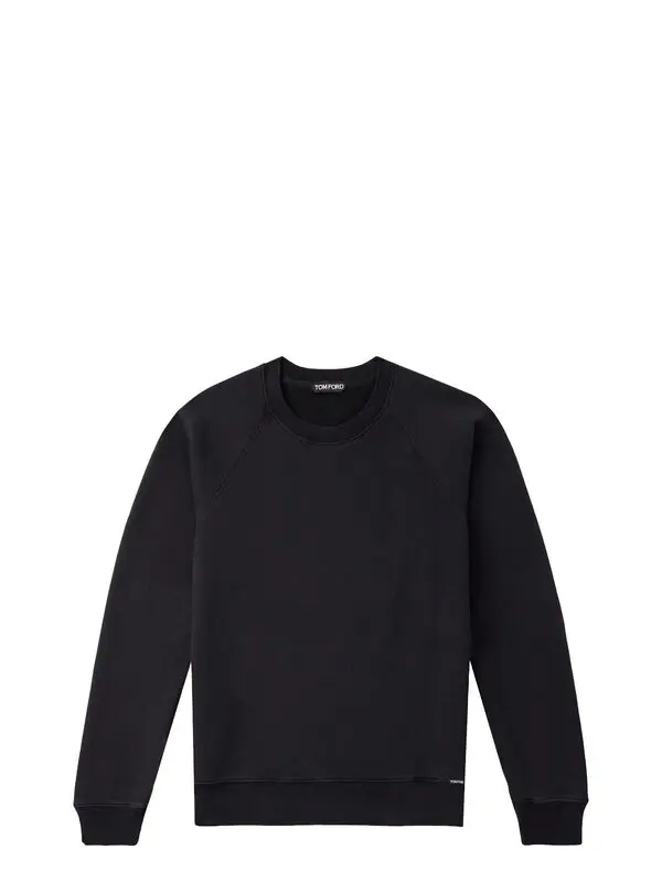 TOM FORD Logo-appliquéd Garment-dyed Cotton-jersey Sweatshirt - Black