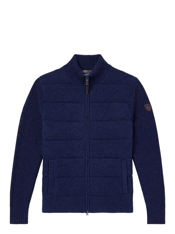 Polo Ralph Lauren Quilted Padded Wool And Cashmere-blend Zip-up Cardigan - Blue
