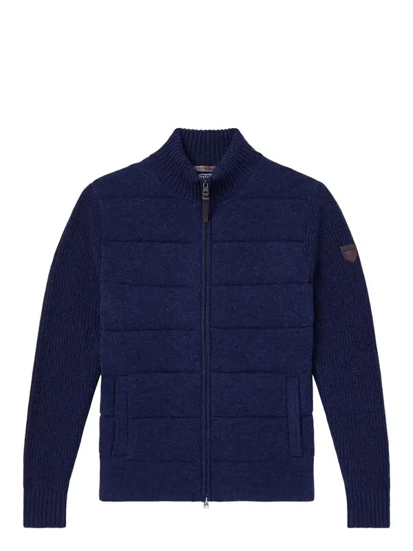 Polo Ralph Lauren Quilted Wool And Cashmere-blend Zip-up Cardigan - Navy
