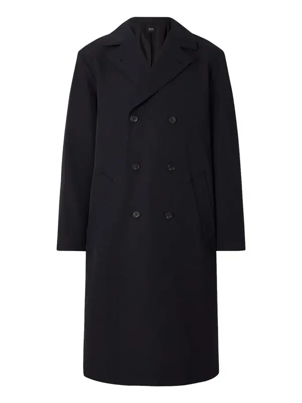A.p.c. Double-breasted Twill Trench Coat - Blue