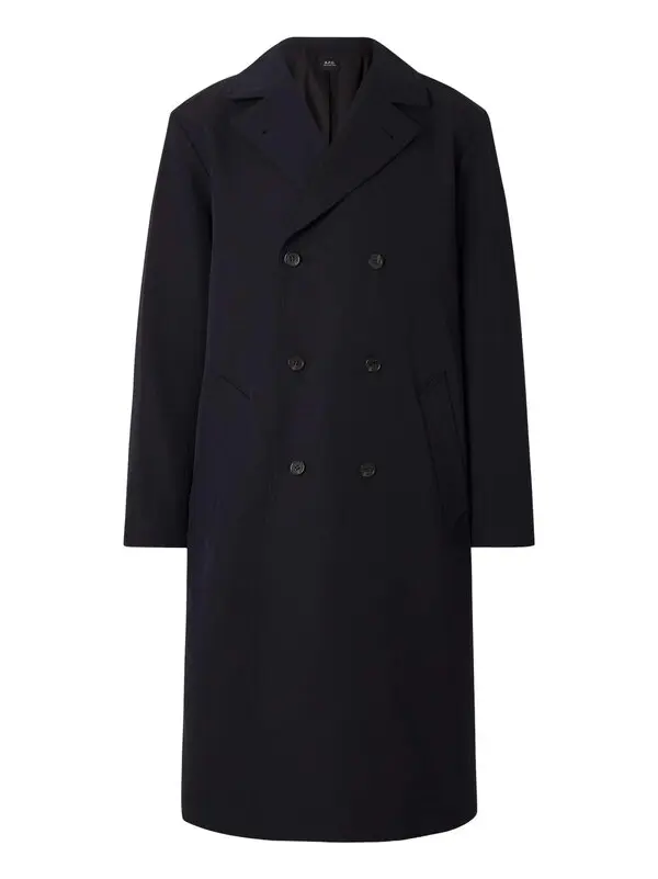 A.p.c. Double-breasted Twill Trench Coat - Navy