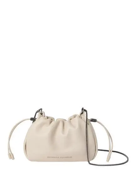 Brunello Cucinelli Soft Leather Mini Bucket Bag - Ivory
